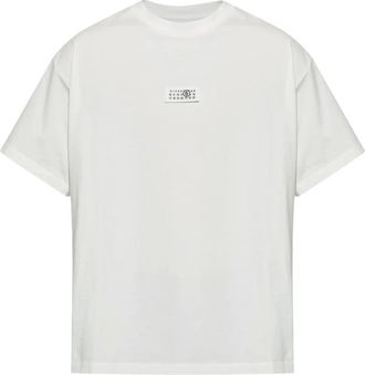 Maison Margiela Homme, Tops, Blanc, Taille: L Numeric Cotton T-shirt