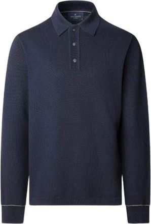 Hackett Homme, Tops, Bleu, Taille: L Polo en maille textur&eacute;e &agrave; manches longues en coton et soie