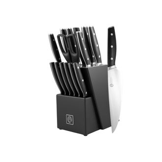 Masterchef Messerblock mit Kochmesser Profi, K&uuml;chenmesser set ink. Kochmesser, Brotmesser, Steakmesser, Santokumesser, Gem&uuml;semesser Schere und Sch&auml;rfer, 15-Teili
