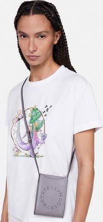 Stella McCartney Logo Grainy Alter Mat Crossbody Phone Pouch, Woman, Smoke