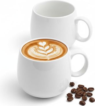 Wilmax England Wilmax - Teetassen & Kaffeetassen - 2er Set - 400ml - Kaffeebecher Porzellan - Becherset - Tasse f&uuml;r Tee, Kaffee, Cappuccino - Porzellantassen mit Gri