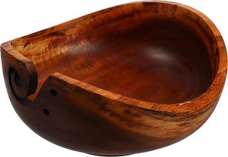 NUOBESTY Garnschale Aus Holz F&uuml;r Strick Und H&auml;kelwolle Schalef&ouml;rmige Garnaufbewahrung Nat&uuml;rliche Holzschale Mit Garnf&uuml;hrung F&uuml;r Handarbeitszubeh&ouml;r Und Bastelbe