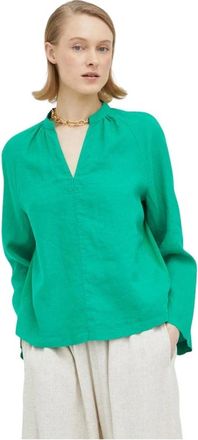 Marc O'Polo Blouse &agrave; manches cloche et col en V - Femme - Blouses et Chemises - Vert - Taille: 36 FR