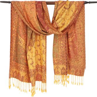 Guru Shop Indischer Schal, Stola mit Paisley Muster, Schultertuch - Motiv 13, Herren/Damen, Synthetisch
