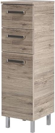 PELIPAL Badezimmerschrank Quickset 313 in Sanremo Eiche Terra quer Nachbildung, 30 cm breit | Unterschrank mit 1 Tür, 2 Schubkästen und 1 Einlegeboden