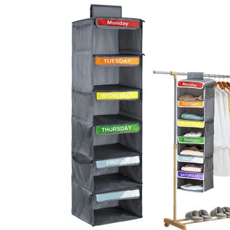 Generic 6 x Kleiderschrank-Organizer zum Aufh&auml;ngen von Regalen - faltbare w&ouml;chentliche Kleidung Aufbewahrung | Garderoben-Organizer mit 3 Taschen f&uuml;r Outfits 