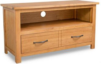 vidaXL Vidaxl - Meuble TV en bois de ch&ecirc;ne massif 90x35x48 cm - 1 tiroir - Surface stable pour t&eacute;l&eacute;viseur et objets d&eacute;coratifs