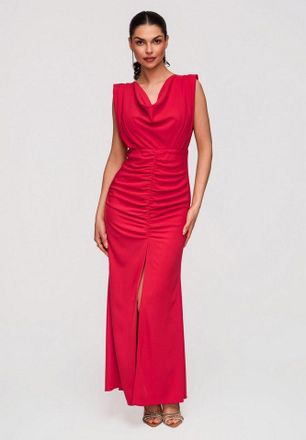 Ombre Abendkleid Maxikleid Wasserfallkragen Abendmode Gr&uuml;n S (kein Set, 1-tlg) Figurbetonter Schnitt mit ausgestelltem Saum