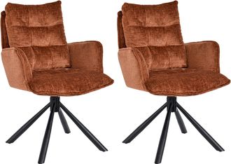 Duhome 2er Set Esszimmerstuhl mit Armlehnen Schminktischstuhl aus Chenille 360&deg; Drehbar Automatische R&uuml;ckstellfunktion Sessel f&uuml;r Schlafzimmer Wohnzimmer B&uuml;r