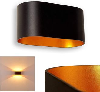 HOFSTEIN Wandlampe Dapp aus Metall in Schwarz/Gold, moderne Wandleuchte mit Lichteffekt, 1 x G9-Fassung, Innenwandleuchte mit Up & Down-Effekt, ohne Leuchtmitt