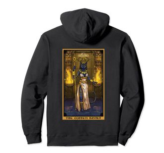 The Ghoulish Garb The Goddess Bastet Strength Tarot-Karte &Auml;gyptische R&uuml;ckseite Pullover Hoodie