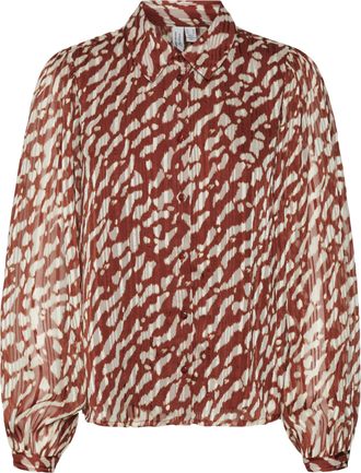 Vero Moda Damen VMRIE L/S Shirt WVN BTQ GA Langarmbluse, Fired Brick/AOP:RIE, X-Large