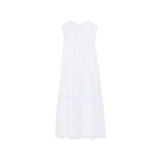Ermanno Scervino Femme, Robes, Blanc, Taille: 34 FR Robe Maxi &agrave; Volants en Dentelle Anglaise