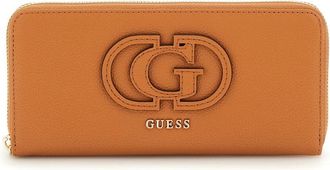 Guess Damen Calebra Large Zip Around Wallet Gro&szlig;e Geldb&ouml;rse mit Rei&szlig;verschluss, Clutch, Cognac