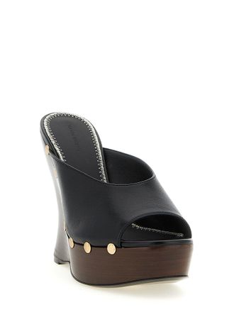 Magda Butrym Studded Wooden-Wedge Mule - Black