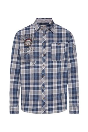 Camp David Herren Karohemd mit Logo Artworks Vintage Indigo, XXXL