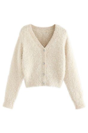 Next V-Ausschnitt-Pullover Funkelnde Wende-Strickjacke mit V-Ausschnitt (1-tlg)