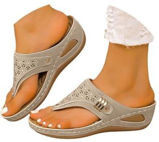 Generic Pantoufles orthop&eacute;diques confortables pour femme avec soutien de la vo&ucirc;te plantaire, tongs &agrave; bout ouvert pour femme, sandales plates d&eacute;t&eacute; habill&eacute;es 20