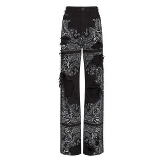 Philipp Plein Wide-Leg Jeans Paisley - - Jeans - Damen - Schwarzk - W30