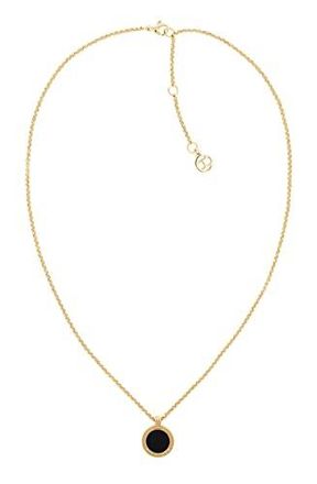 Tommy Hilfiger Jewelry Collier avec Pendentif pour Femme en Or Jaune avec Onyx Noir - 2780656