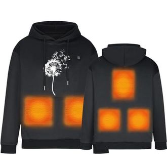 Generic Sweat &agrave; capuche d&eacute;contract&eacute; unisexe avec 5 chauffages USB pour la Saint-Valentin 2026, Noir, XL