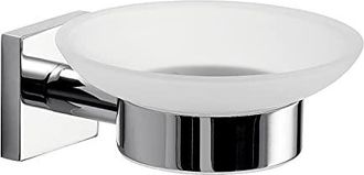 Gedy Manila Seifenschale, Farbe Chrom, Komponenten aus Edelstahl 304, Chrom und satiniertem Glas, Ma&szlig;e 5,4 x 10,8 x 12,9 cm und Gewicht 0,1 kg, Design R&S 