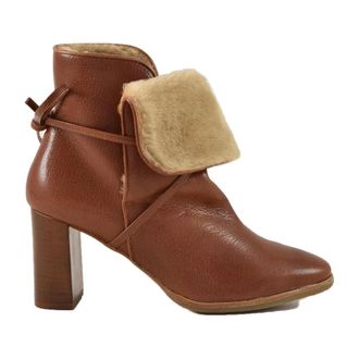 L'autre Chose Leder Stiefeletten mit Pl&uuml;schfutter - - Shoes - Damen - Braun - 41 EU