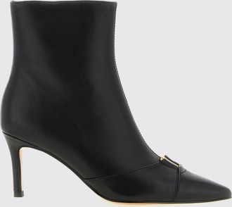 Twinset Bottines en peau de mouton avec talon aiguille et logo m&eacute;tallique