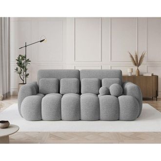 Best Mobilier Bestmobilier - Dorian - canapé droit 3 places bubble convertible avec coffre en tissu bouclette