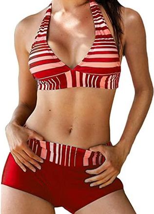 Generic Ensemble bikini pour femme - &Eacute;l&eacute;gant et sexy - Deux pi&egrave;ces - Triangle - Col en V - Push Up - Bikini de plage - Maillot de bain incurv&eacute; - Haut de bikin