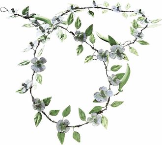 Loberon Girlande Cecilia, Handgefertigt & Handbemalt, Veilchen -Nachbildung, Nostalgischer Charme, Dezentes Antik-Finish, Biegsam, Dekoration, Eisen, blau/grü