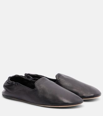 The Row Slippers Casa en cuir