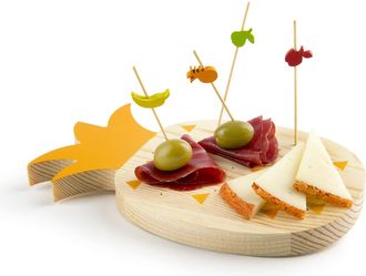 Excelsa 62752 Party Time Aperitifes Schneidebrett mit H&auml;ppchen, Parkett, Holzoptik