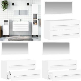 vidaXL Vidaxl - Armoire de salle de bain avec miroir blanc bois dingénierie - Meuble De Salle De Bain - Armoire De Salle De Bain - Miroir Mural - Rangement