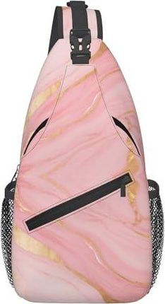 Generic Casual Sacoche Homme Bandouliere Art de la texture du marbre Roses et dor&eacute; Sling Sac &agrave; Bandouli&egrave;re Multifonction Sac Poitrine pour Randonn&eacute;e Cyclisme 