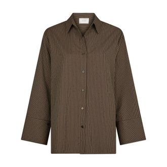 Neo Noir Femme, Blouses et Chemises, Brun, Taille: 38 FR Dita Striped Line Shirt