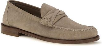 Brunello Cucinelli Mens Beige Suede Leather Slip-On Loafers