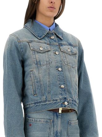 Victoria Beckham Padded Denim Cotton Jacket - Blue
