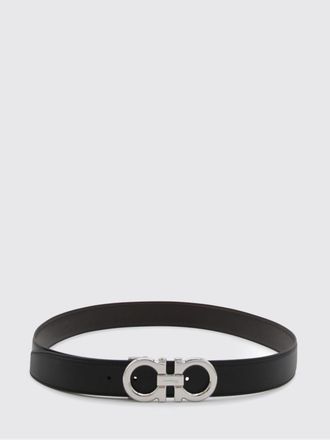 Ferragamo Ceinture r&eacute;glable en cuir noir avec boucle Gancini
