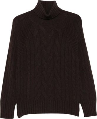 D.exterior Pull &agrave; col roul&eacute; en maille torsad&eacute;e - Femme - Pulls - Brun - Taille: 38 FR