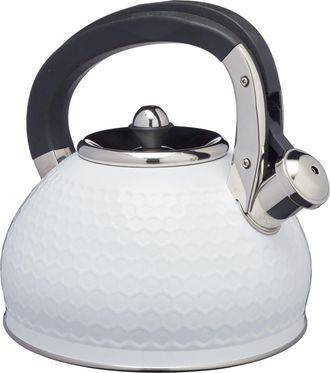 KitchenCraft Kitchen Craft Lovello Wasserkessel als Wasserkocher Induktion aus Edelstahl in Wei&szlig; und 2,5 l F&uuml;llmenge