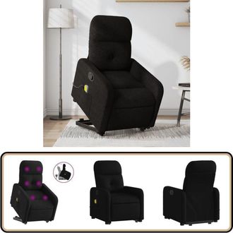 vidaXL Massagesessel mit Aufstehhilfe Schwarz Stoff - Massage Stuhl - Relaxsessel - Fernsehsessel - Elektrischer Liftstuhl - Ergonomischer Sessel - Home &
