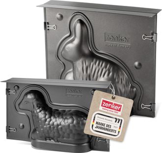 Zenker Osterbackformen-Set Special Season, hochwertige Hasenform, Mini-Lammform aus Stahlblech, Backformen mit Antihaftbeschichtung, Formen für die Osterfeie