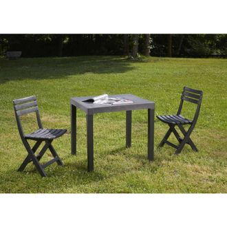 Dmora Set salon dext&eacute;rieur Dlibutt, Salon de jardin compos&eacute; de 1 table rectangulaire et de 2 chaises pliantes, ensemble int&eacute;rieur et ext&eacute;rieur Pic Nic