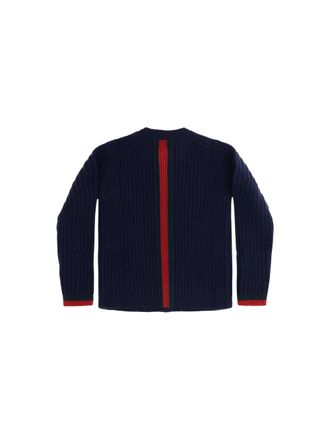 Gucci Girls J L-S Cardigan Wo Rib And Inta Abyss Blue-Green-Red Wool Ovis Aries T-Shirts Blue/green/red Polos