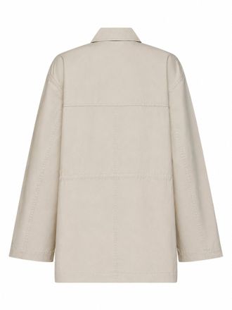 Toteme Womens Drawstring Utility Jacket Beige Organic Cotton Bomber