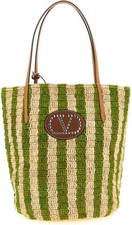 Valentino Garavani Femme, Sacs, Multicolore, Taille: ONE Size Striped Raffia Shopping Bag