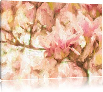 Pixxprint Magnolienblüten im Frühling, Größe: 120x80cm, Leinwandbild, fertig gespannt, Wandbild, Dekoration, Kunstdruck, kein Poster