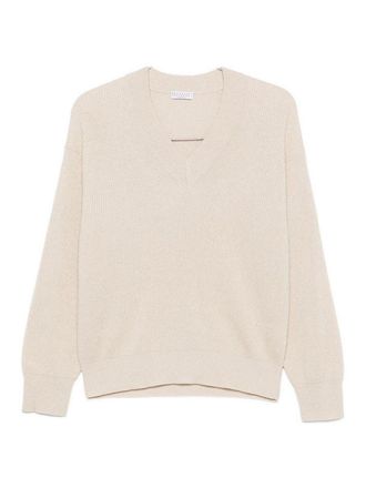 Brunello Cucinelli Pull Col Rond - Beige Clair