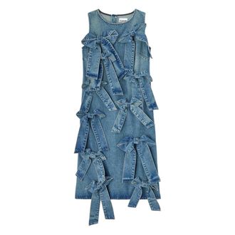 Ganni Femme, Robes, Bleu, Taille: 40 FR Robe Midi en Denim Rigide L&eacute;ger